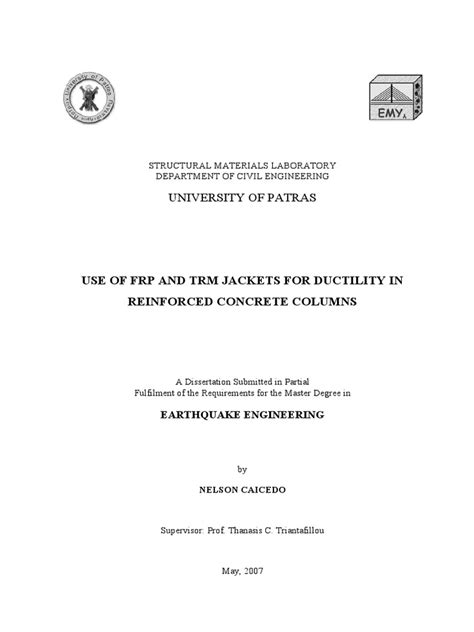 Nelson Caicedo Use Of Frp And Trm Jackets For Ductility In Reinforced Concrete Columns 2007