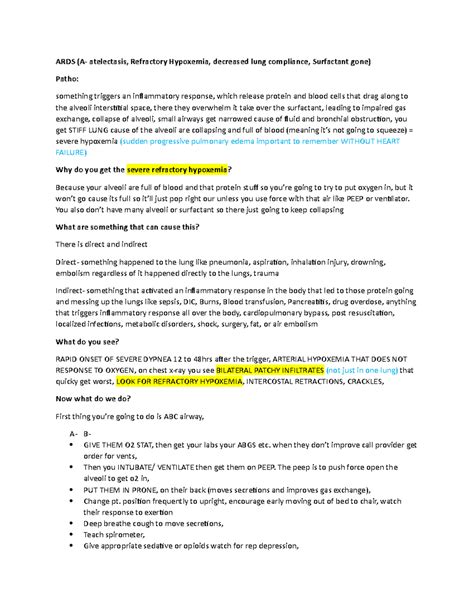 Ards 1 1 Final One Ards A Atelectasis Refractory Hypoxemia