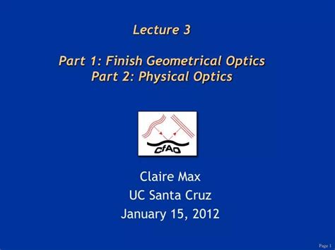 Ppt Lecture 3 Part 1 Finish Geometrical Optics Part 2 Physical