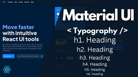 Typography H1 H6 Learn Material Ui Components In React Youtube