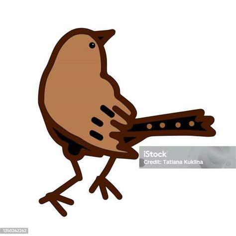 한 참새 새의 손으로 그린 갈색 벡터 그림은 흰색 배경에 앉아있다 갈색에 대한 스톡 벡터 아트 및 기타 이미지 갈색 귀여운