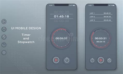 Stopwatch And Timer Clock Application Ui Mobile Phone Stock Vector Illustration Of