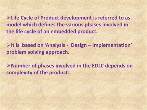 Embedded Product Development Life Cycle EDLC PPT