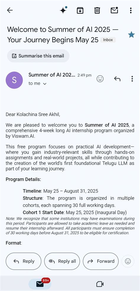 Summerofai2025 Aiinternship Viswamai Machinelearning
