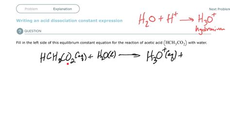 Aleks Writing An Acid Dissociation Constant Expression Youtube