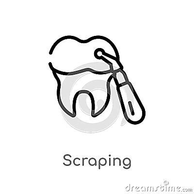 Outline Scraping Vector Icon Isolated Black Simple Line Element Illustration From Dentist