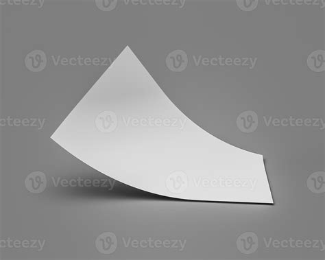 Bent Empty Paper Sheet Empty Paper Mockup A4 Format Paper With Shadows On Gray Background 3d