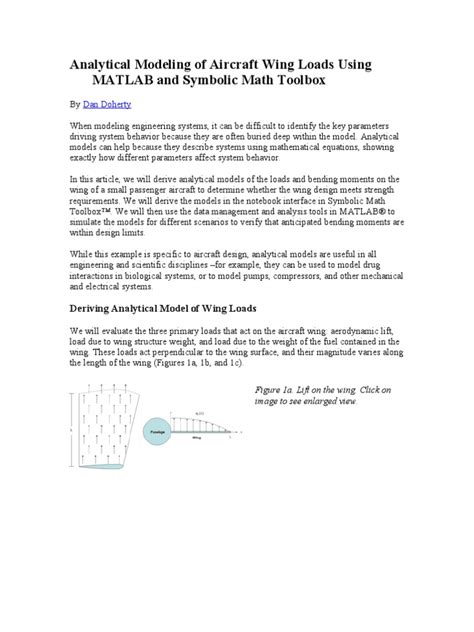 Pdf Analytical Modeling Of Aircraft Wing Loads Using Matlab And