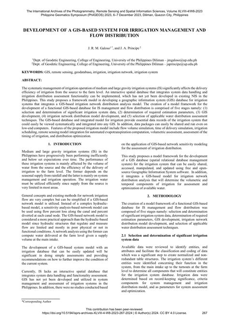 Pdf Development Of A Gis Based System For Irrigation Management And Flow Distribution