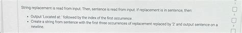 Solved String Replacement Is Read From Input Then Sentence