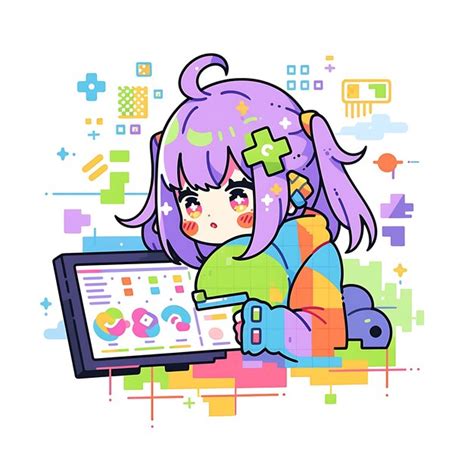 Premium Ai Image A Sticker Of A Girl Learning Coding On A Des