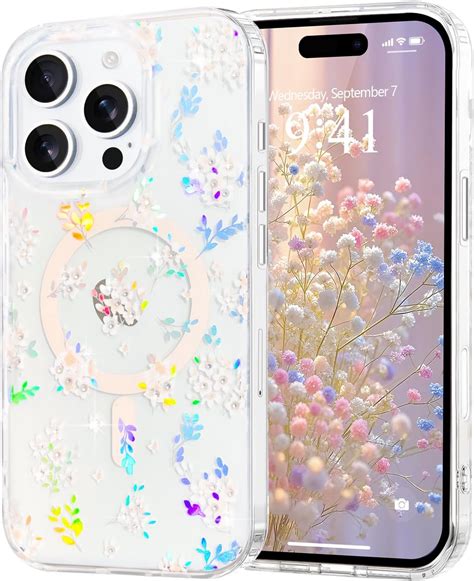 Amazon Com Pepmune Magnetic For IPhone Pro Max Case Floral Cute Luxury Clear Flower Cover