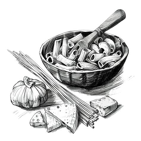 Pasta Black And White Clipart