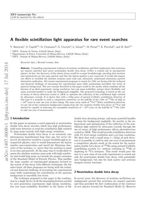 pdf a flexible scintillation light apparatus for rare event searches