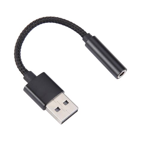 Usb Male To 3 5mm Female Weave Texture Audio Adapter Black