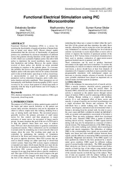 Pdf Functional Electrical Stimulation Using Pic Microcontroller Suman Sikdar