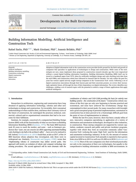 Building Information Modelling Artificial Intelligence And Pdf