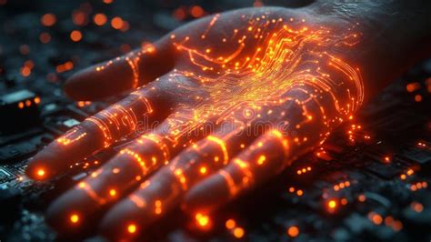 Futuristic Hand With Glowing Circuits Generative Ai Stock Illustration Illustration Of Hand