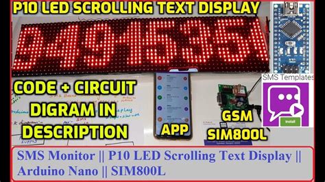 Sms Monitor P10 Led Scrolling Text Display Arduino Sim800l Svskits Svsembedded
