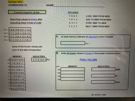 Solved A At What Memory Address In Decimal Is Line 1