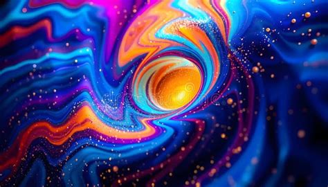 Abstract Vortex Composition With Swirling Colors A Central Sphere And Dynamic Fluid Pattern With