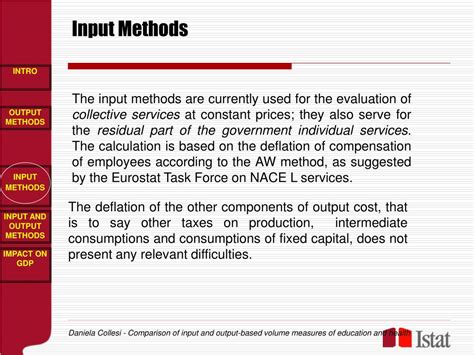 Ppt Comparison Of Input And Output Based Volume Measures Of Education