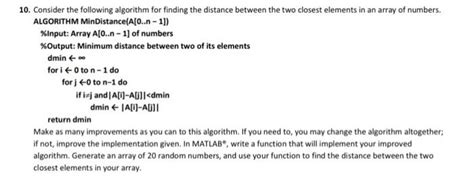Using Matlab Change This Algorithm Chegg