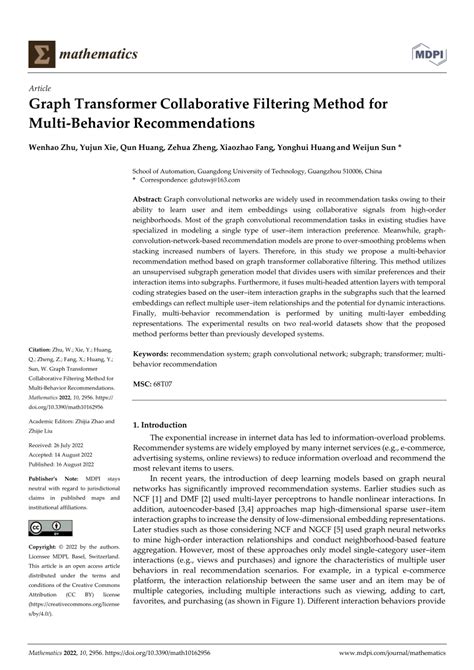 pdf graph transformer collaborative filtering method for multi