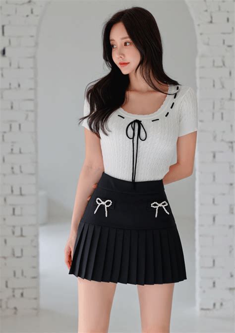 네이션 스티치 리본 니트 에이블리