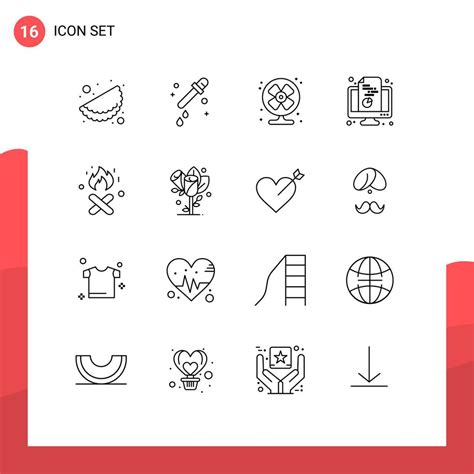 Set Of 16 Vector Outlines On Grid For Canada Fire Fan Document Monitor
