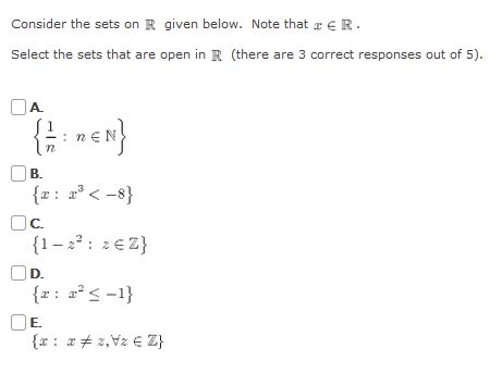 Solved Consider The Sets On R Given Below Note That A ER Chegg Com