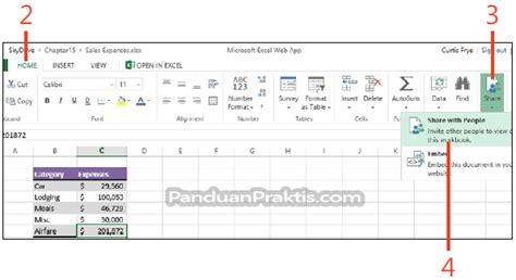 cara berbagi share workbook excel 2013 dengan orang lain melalui