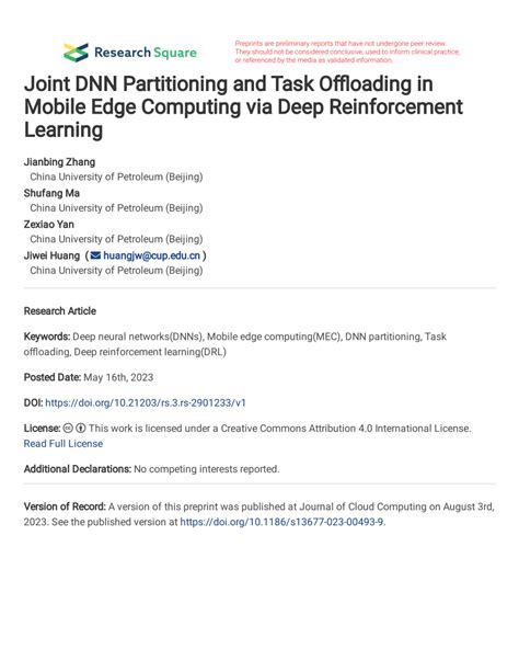 Pdf Joint Dnn Partitioning And Task Offloading In Mobile Edge