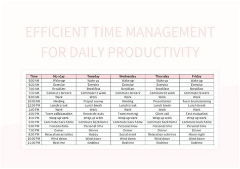 Mastering Daily Productivity With Effective Time Management Excel