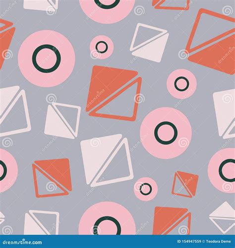 Vector Geometric Triangle And Circle Shapes Seamless Pattern Repeat