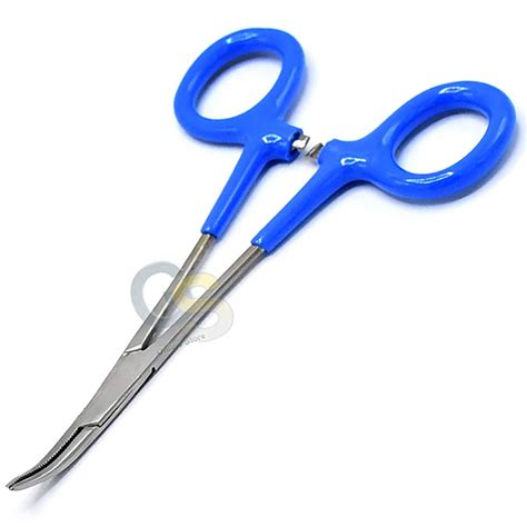 Stainless Steel Hemostat Curved With Blue Plastic Grips 5 Length By G