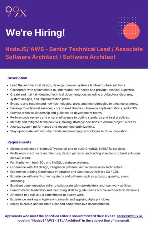 Crystal Vanburen On Linkedin 99x Is Hiring For The Position Of Nodejs