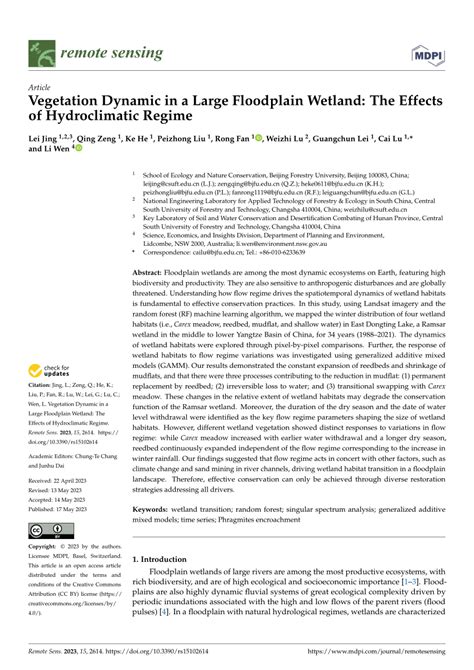Pdf Vegetation Dynamic In A Large Floodplain Wetland The Effects Of Hydroclimatic Regime
