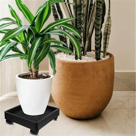 Ounona 10 Inch Plant Movable Flower Pot Stand Plant Rolling Casters