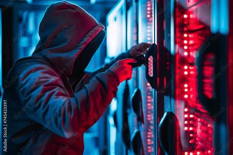 Intruder Detected Hacker Hacking And Stealing Data In Data Center