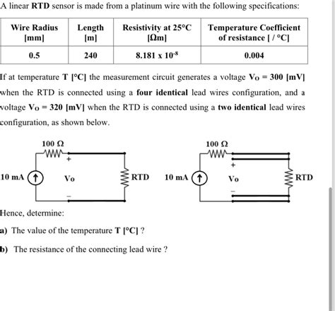 a linear rtd sensor is made from a platinum wire with