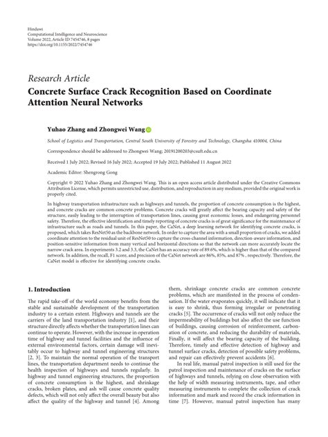 Pdf Concrete Surface Crack Recognition Based On Coordinate Attention Neural Networks