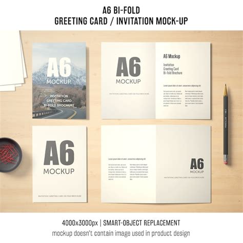 Premium Psd A6 Bi Fold Greeting Card Mockup Design