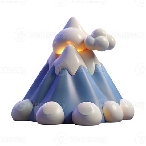 Stylized 3d Mountain With Clouds A Conceptual 3d Render Of A Stylized