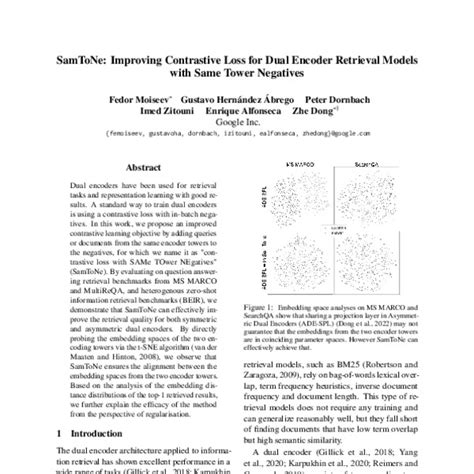 Samtone Improving Contrastive Loss For Dual Encoder Retrieval Models With Same Tower Negatives