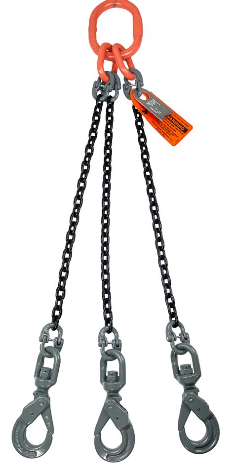 Chain Sling 516 X 8 Triple Leg With Swivel Positive Locking Hooks