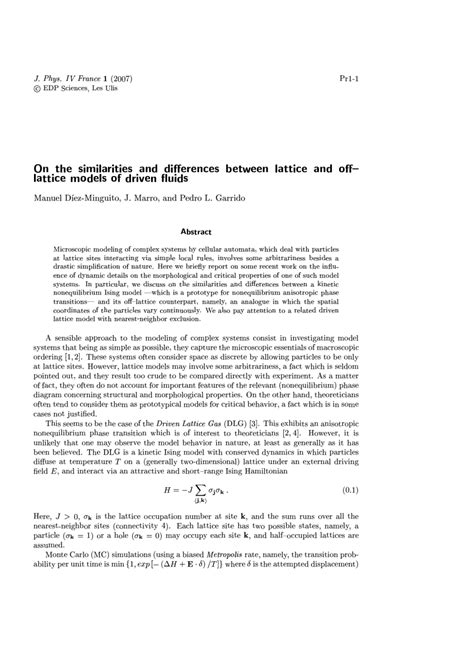 Pdf On The Similarities And Differences Between Lattice And Off