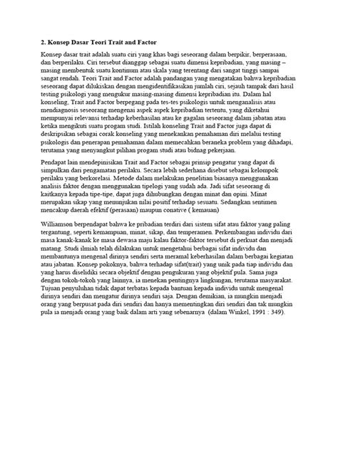 Konsep Dasar Teori Trait And Factor Pdf