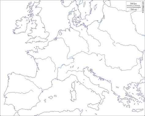 Europe River Blank Map