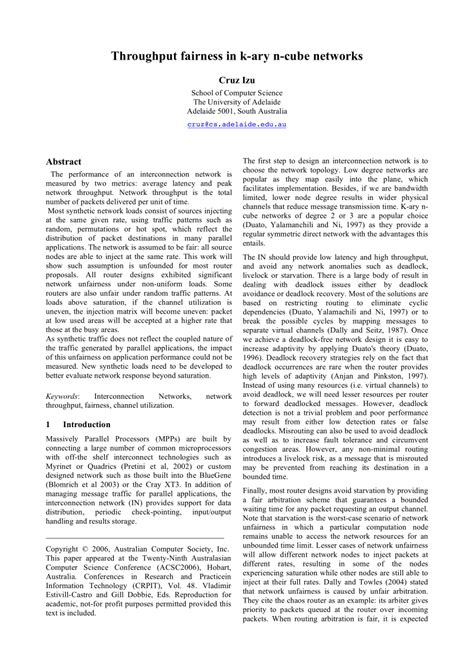 PDF Throughput Fairness In K Ary N Cube Networks